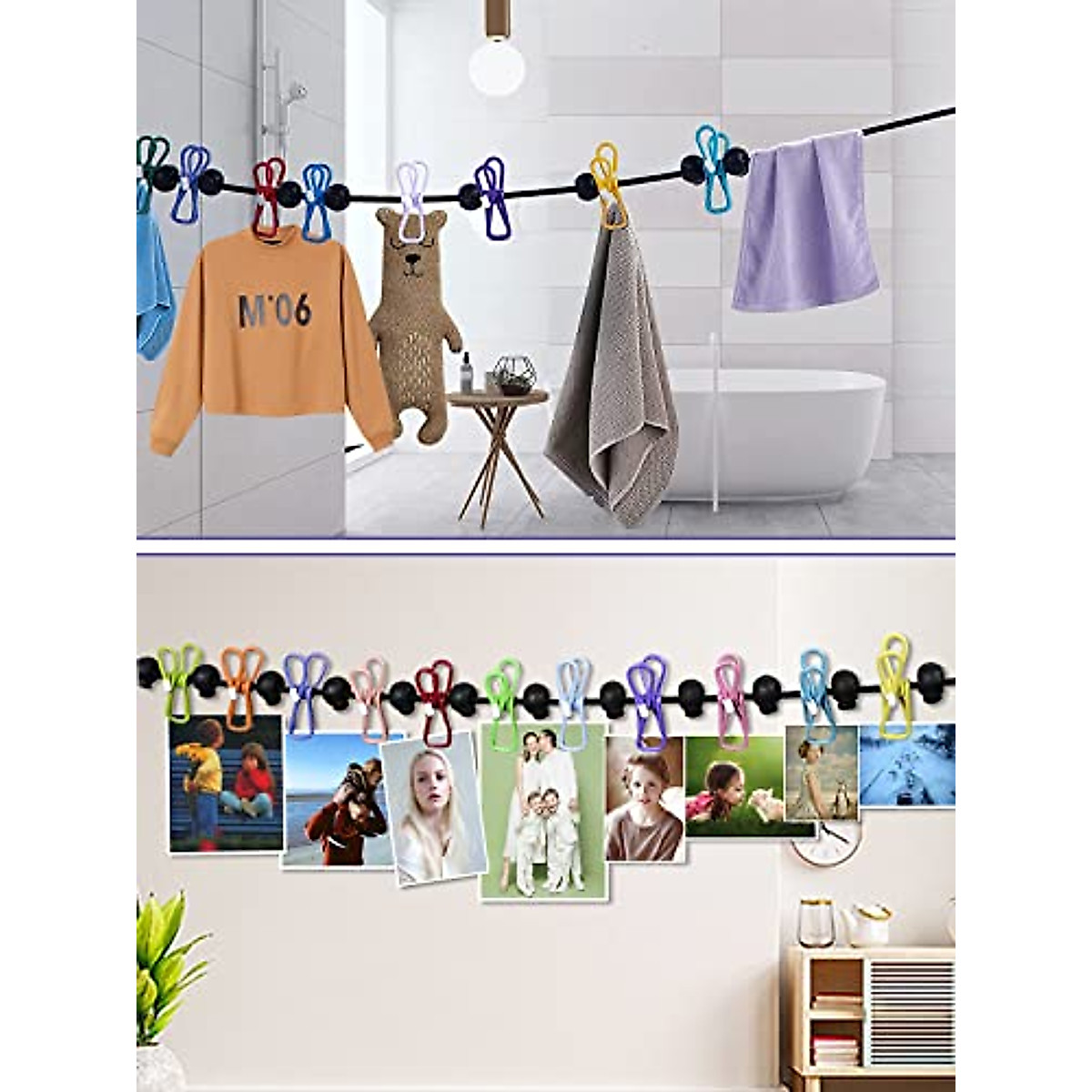 GOJUSO Elastic Clothesline for Travel 70.86 Inch Portable Camping Storage Travel Hanging Clothes Line Cool Gadgets for Rv Camp Picture