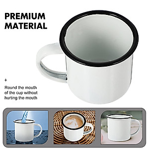 Hemoton Travel Tumbler Enamelware Coffee Mug Enamel Camping Mug Vintage Iron Metal Water Cup Retro Wine Cup Drinking Tumbler for Tea Beverage Whiskey Christmas Gifts White 2PCS Small Tea Cups