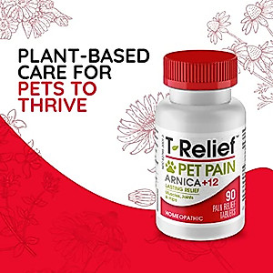 T-Relief Pet Pain Relief Arnica +12 Powerful Natural Medicines Help Ease Muscle Joint & Hip Pain Soreness Stiffness & Injuries Max Fast-Acting Soother for Dogs & Cats - 90 Tablets