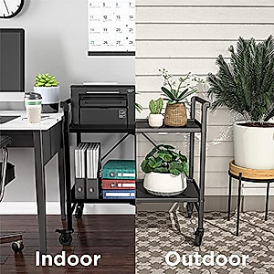 Cosco Outdoor Living INTELLIFIT Outdoor Or Indoor Folding 2 Shelves, Black Serving Cart