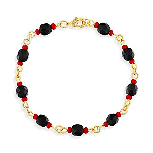 Simulated Azabache Lucky Charm Bracelet Mal de Ojo Protection for Women 7" - Classic Protection Jewelry for Teens and Ladies - An Excellent Protective Gift for Loved Ones