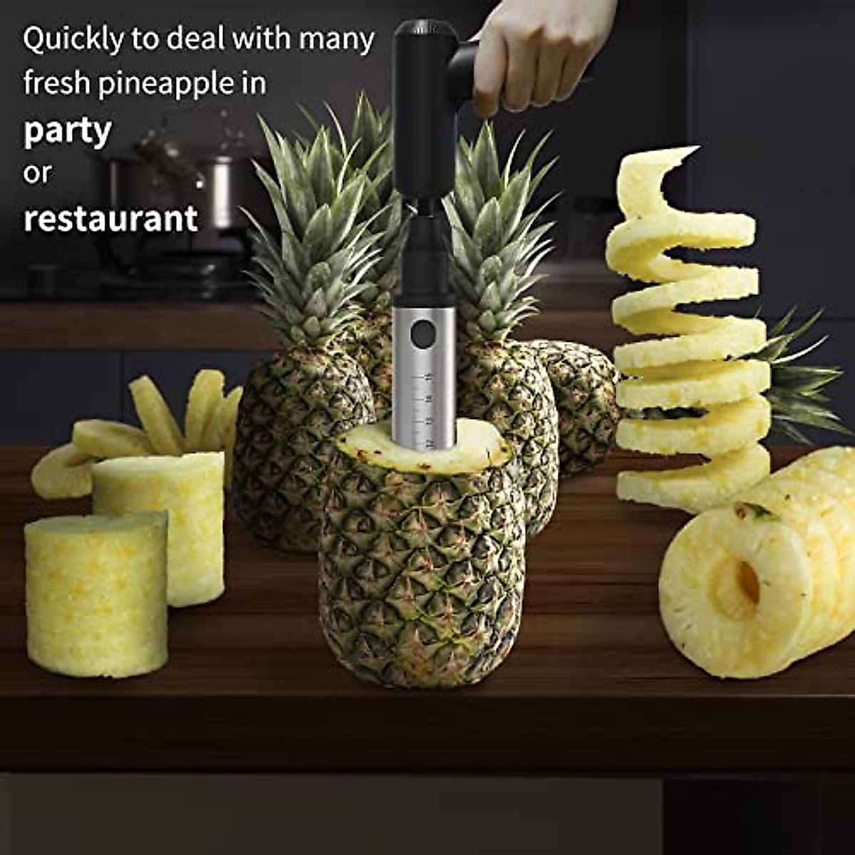 Newness Pineapple Corer Cutter, [Upgraded, Electric & Manual] Stainless Steel Fruit Pineapple Slicer with Electric Drill Accessory [Easier & Faster], Durable Pineapple Core Remover Kitchen Tool