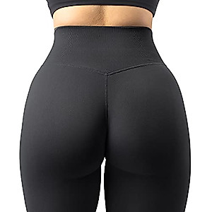 RUUHEE Women Seamless Butt Lifting Leggings High Waisted Tummy Control Workout Yoga Pants(Medium,Black)