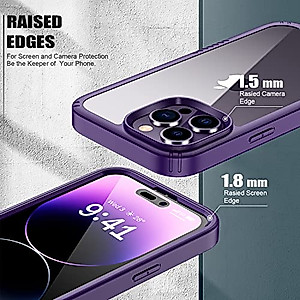 Goodon iPhone 14 Pro Max Case with Screen Protector and Camera Lens Protector,Military Drop Tested from 6 Ft,Acrylic Cover TPU Bumper Scratch Resistand Heavy Duty Protection Phone Case,Purple