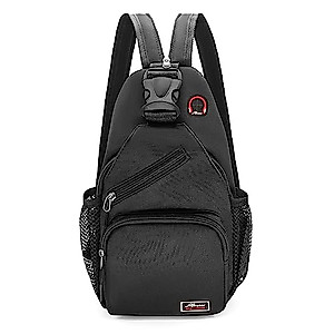 Afreter Crossbody Sling Backpack Men and Women Sling Bag Shoulder Backpack Travel Hiking Chest Bag Daypack (Black)