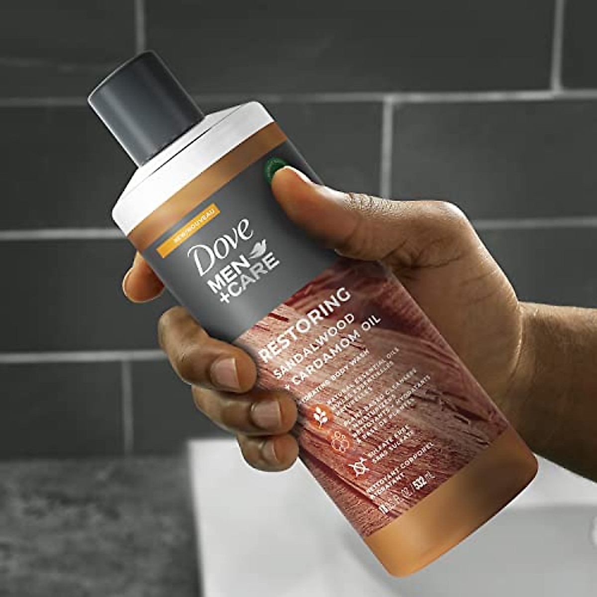 Dove Men+Care Body Wash For Fresh, Healthy-Feeling Skin Sandalwood + Cardamom Oil Cleanser That Effectively Washes Away Bacteria While Nourishing Your Skin 18 oz 4 Count