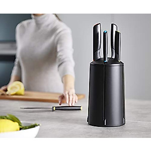 Joseph Joseph 10527 Elevate Knives Carousel Knife Set with Rotating Storage Stand, 6-piece, Black (updated)