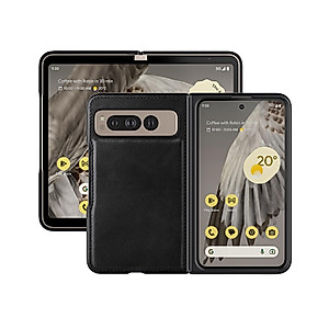 Foluu for Google Pixel Fold 2023 Case, Pixel Fold Leather Case, PU Leather + Hard PC Shell Ultra Thin Slim Durable Protective Phone Case Cover for Google Pixel Fold 2023 (Black)