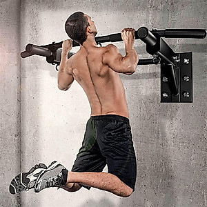 KDFJ Pull-up Bar, Pull-up Device, Wall Perforated Horizontal Bar, Household Indoor Double Bar Rack, Ring Pull Rope Swing, Sandbag Holder-White