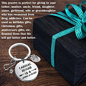 TIIMG Cardiac Rehab Nurse Gift Cardiac Rehab is A Work of Heart Keychain Nursing School Grad Gift (CARDIAC REHAB)