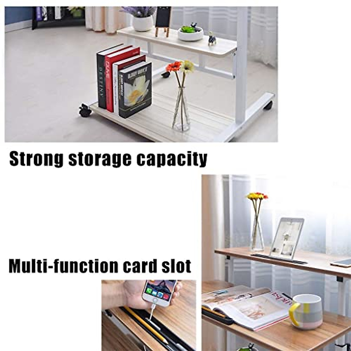 MJWDP 4 in 1 Adjustable Laptop Desk Multifunctional Computer Desk Table 2-Layer Study Desk PC Laptop Table Desk Stand with Mouse Pad (Color : E)