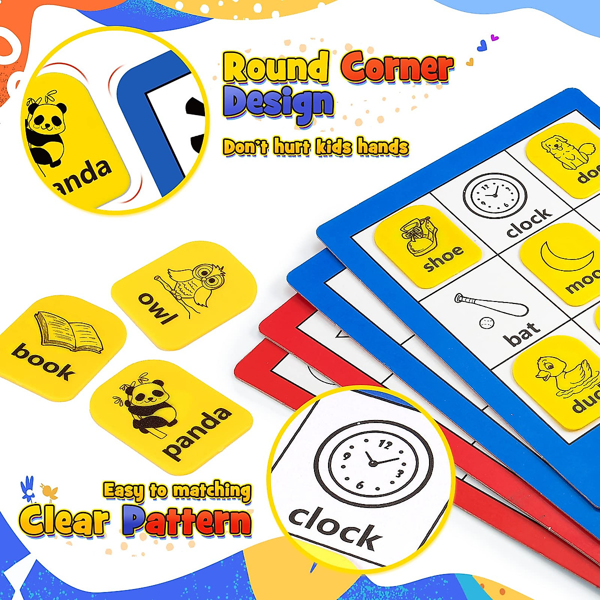 SAITCPRY Bingo Board Games for Kids Ages 4-8, Kids Board Game Preschool Game Sight Words Games Educational Games Family for Birthdays (Red)