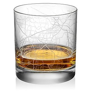 Rocks Whiskey Old Fashioned 11oz Glass Urban City Map Raleigh North Carolina