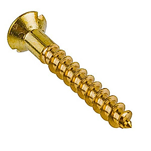 #8 x 1-1/4" Solid Brass Oval Countersunk Head Slot Drive Wood Screws | Pack of 25 | Self Tapping Screws for Wood Antique or Modern Furniture | SC-B8114O (25)