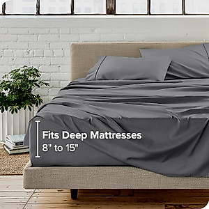 Bare Home Twin Sheet Set - 1800 Ultra-Soft Microfiber Twin Bed Sheets - Double Brushed - Deep Pockets - Easy Fit - Extra Soft - 3 Piece Set - Bedding Sheets & Pillowcases (Twin, Grey)