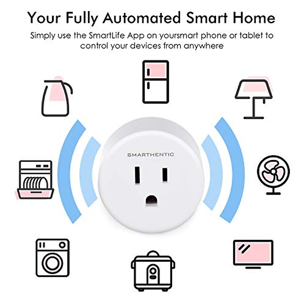 WiFi Plugs Smart Plug Outlet Extender, Timer Light Switch, Amazon Alexa Google Home Voice, APP and Remote Control, 2.4GHz Network, Electric Outlets, on Off Switch Bedroom Gadgets, Pack of (4)