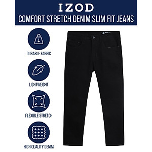 IZOD Men's Jeans, Slim Fit, Comfort Stretch Denim, Size 32X32, Black Ink