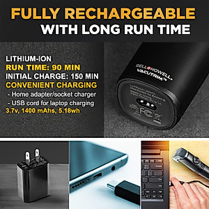 Bell+Howell Vacutrim Deluxe Cordless Mens Beard Trimmer, Rechargeable Electric Shaver with 20 Trim Setting and Built-in Vacuum for Mustache, Sideburns. Facial Hair, Black, 7.5", As Seen On TV