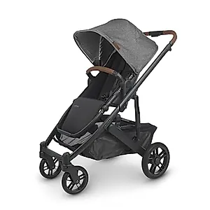 Cruz V2 Stroller – Greyson (Charcoal mélange/Carbon/Saddle Leather) + Travel Bag for Vista, Vista V2, Cruz, Cruz V2