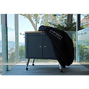 Everdure Indoor/Outdoor Furniture Cover for Mobile Prep Kitchen, Long Cover with Drawstring Closure, Waterproof Lining and 4 Season Outdoor Kitchen Island Protection, Black, 40.55”L x 22.2”W x 33.5”H
