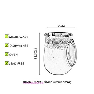 Selamica Porcelain 18oz Novelty Right-handed Handwarmer Mug, Coffee Mug, Tea Mug, gift for family friends and couple - Pink