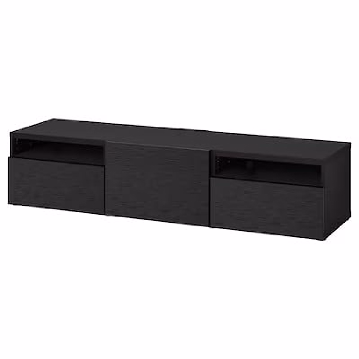 TV Unit with Drawers and Door,Black-Brown/Laxviken Black, 70 7/8x16 1/2x15 3/8 "