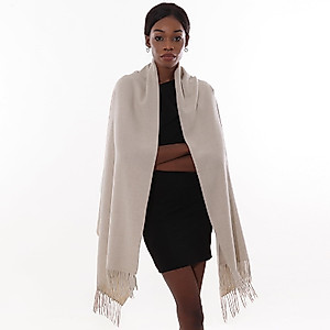 RUI VTRON Womens Winter Scarf Beige Pashmina Shawls and Wraps for Evening Dresses Warm Blanket Scarf for Wedding