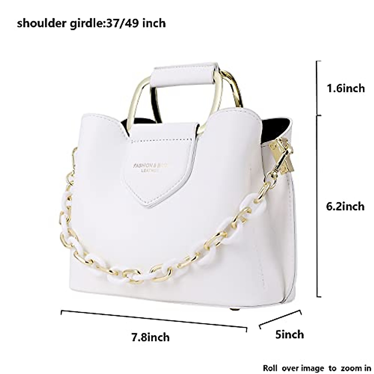 Qiayime women's Fashion shoulder handbags purses PU Leather Top Handle satchel Tote Crossbody Bag (White)