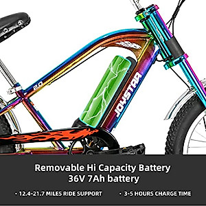 JOYSTAR 20" Electric Bike, Motorcycle Ebike with 250W Brushless Motor, 20"x3.0" Fat Tire Cruiser E-Bike for Adults, Chopper Style Electric Bicycle