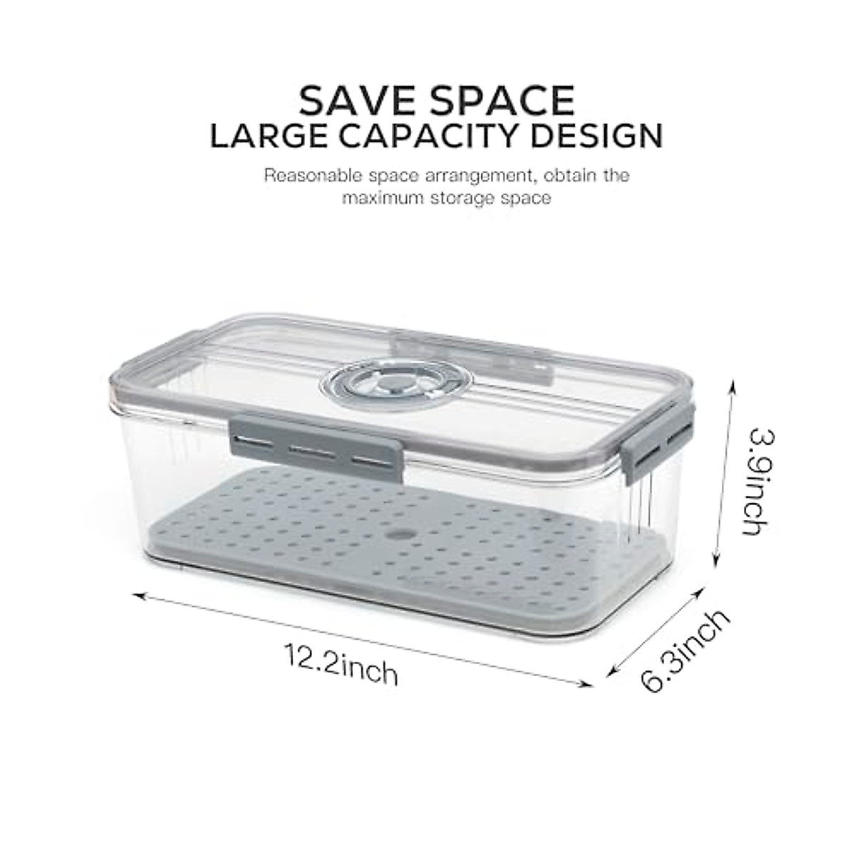 Vacream Vegetable and Fruit Storage Containers for Fridge Organizer Refrigerator,refrigerator organizer bins(Va-Stackable-Grey)