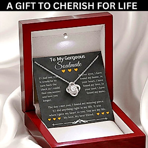ZILORRA Gifts for Soulmate - Soulmate Necklace for Women, Wife Necklace from Husband, Girlfriend Necklace from Boyfriend, Message Card, Gift Box