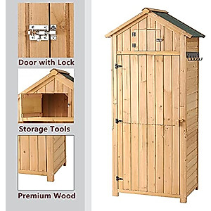 LVUYOYO Outdoor Storage Shed - Weather Resistant Outdoor Garden Storage Cabinet with Lockable Doors - Waterproof Tool Storage Organizer for Patio, Garden, Backyard, Lawn