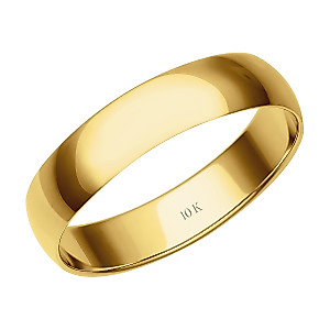 Women's 4MM Solid Gold Rings – Classic, Lightweight 10K Yellow Gold Jewelry; Durable Plain Wedding Band for Women; Comfortable, Well-Polished Womens Wedding Bands, Size 8.5, by Brilliant Expressions