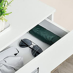 HOMCOM 3-Drawer Shoe Cabinet Modern Storage Rack with 2 Flip Doors Adjustable Shelf Freestanding Organizer for Hallway Holds 16 Pairs Shoe White