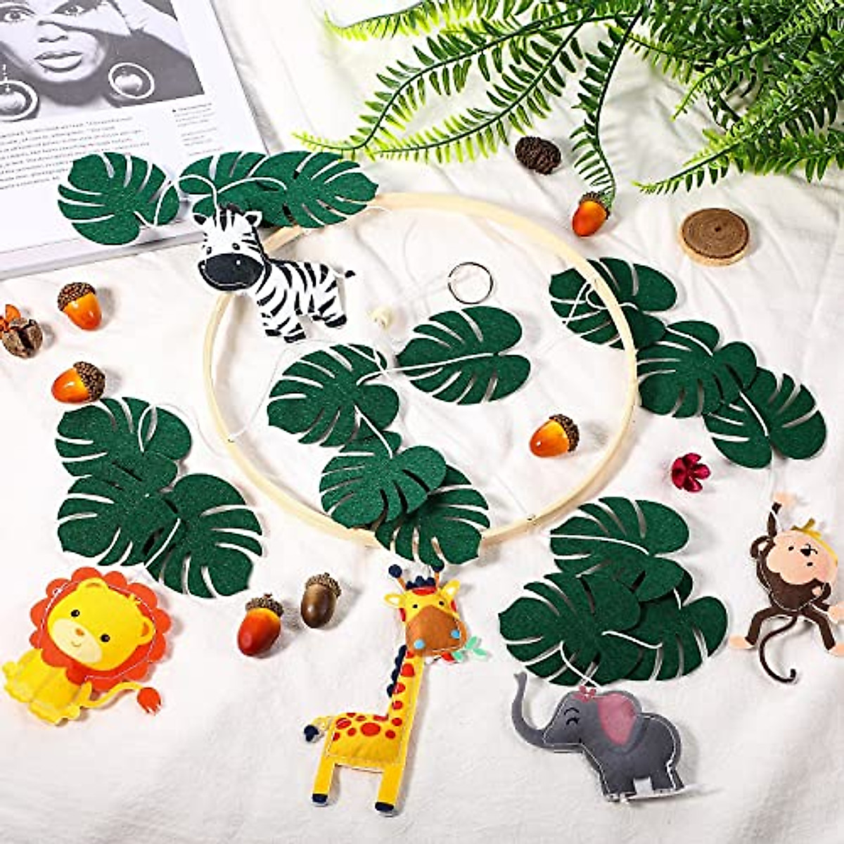 Baby Mobile for Crib Woodland Nursery Room Decor Baby Nursery Decor Jungle Animals Crib Mobile Farm Animals Crib Decorations for Baby Woodland Animals Baby Gifts Felt Nursery Mobiles (Vivid Style)