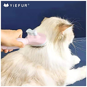 Cat Hair Brush, Soft Silicone Self Cleaning Brush for Short and Long Haired Cats, Pink Pet Grooming Comb, Cat Shedding Brushes