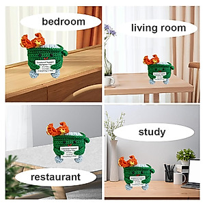 Emotional Support Crochet Dumpster Fire with Positive Card Cute Room Decor Knitted Toys Funny Crochet Support Buddies Gifts for Friends (Green)
