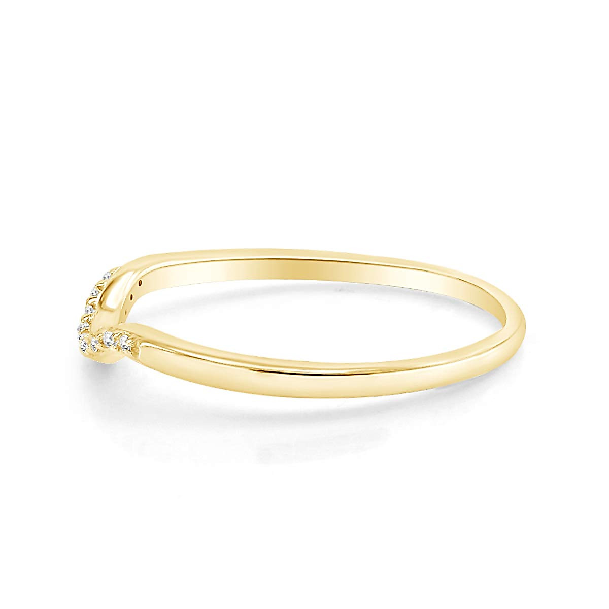 AFFY Round Cut White Cubic Zirconia Curved Wedding Band Ring in 14k Yellow Gold Over Sterling Silver