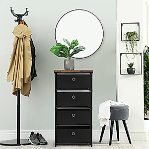 HAITRAL Fabric Storage Chest, Drawer Clothes Organizer - 4 Drawers Storage Organizer Unit for Closet, Easy Assembly Closet Dresser for Dorm, Bedroom, Hallway, Storage Bins (Black)