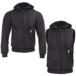 Milwaukee Leather MDM3020 Men's Black Denim '5-in-1' Club Style Vest with Removable Hoodie - Large