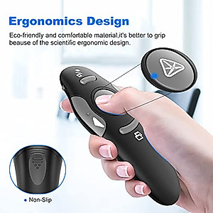 Presentation Clicker Wireless Presenter Remote, PowerPoint Clickers with Laser Pointer, RF 2.4GHz USB Wireless Presenter Clicker for PowerPoint Presentations for Mac/Laptop/Computer