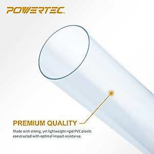 POWERTEC 70272V Clear PVC Pipe 4" x 36" Long, 1PK, Rigid Plastic Tubing for Dust Collection Hose & Fittings