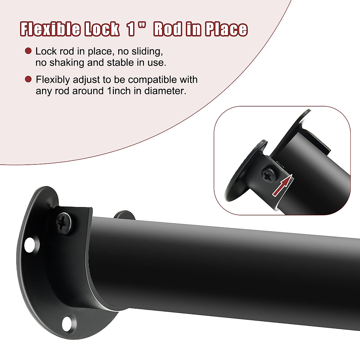 Closet Rod Brackets 1 Inch Heavy Duty Metal Closet Rod End Support Pole Sockets Wardrobe Flange Set Black Closet Rod Holders U Shaped Stainless Steel Shower Curtain Rods Holder 4 Pack