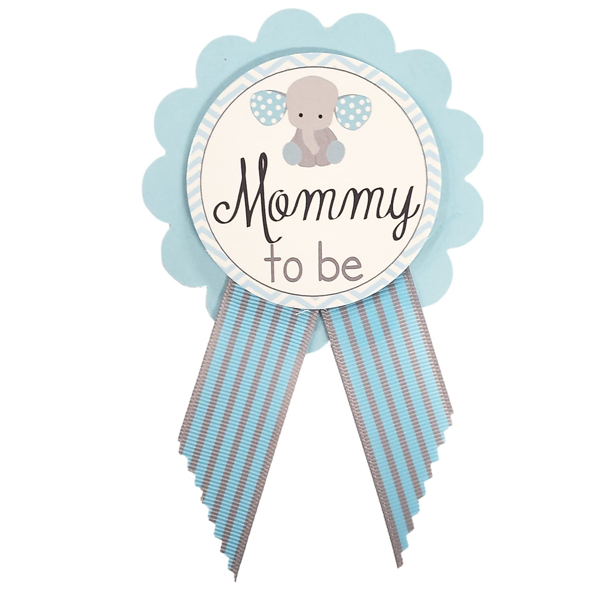 Elephant Baby Shower Pins 4 for Mommy Daddy & Grandma to Be It's a Boy for parents to wear, Blue & White, Baby Sprinkle