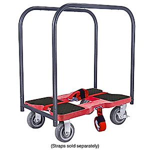 SNAP-LOC 1800 LB Super-Duty Panel CART Dolly RED with Steel Frame, 6 inch Casters, Panel Bars and Optional E-Strap Attachment