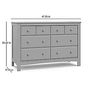 Graco Benton 6 Drawer Double Dresser (Pebble Gray) – Easy New Assembly Process, Universal Design, Durable Steel Hardware and Euro-Glide Drawers with Safety Stops, Coordinates with Any Nursery
