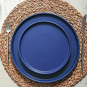 Stone Lain Celina Modern Stoneware 24-Piece Dinnerware Set, Dinner and Salad Plates, Soup Bowls, Dish set for 8, Blue