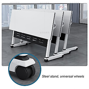 3 pcs Flip Top Mobile Training Table with Management & Lockable Wheels, Foldable Meeting Table for Conference Rooms,Training Rooms,Media Centers (Color : A, Size : 120 * 50 * 75cm)