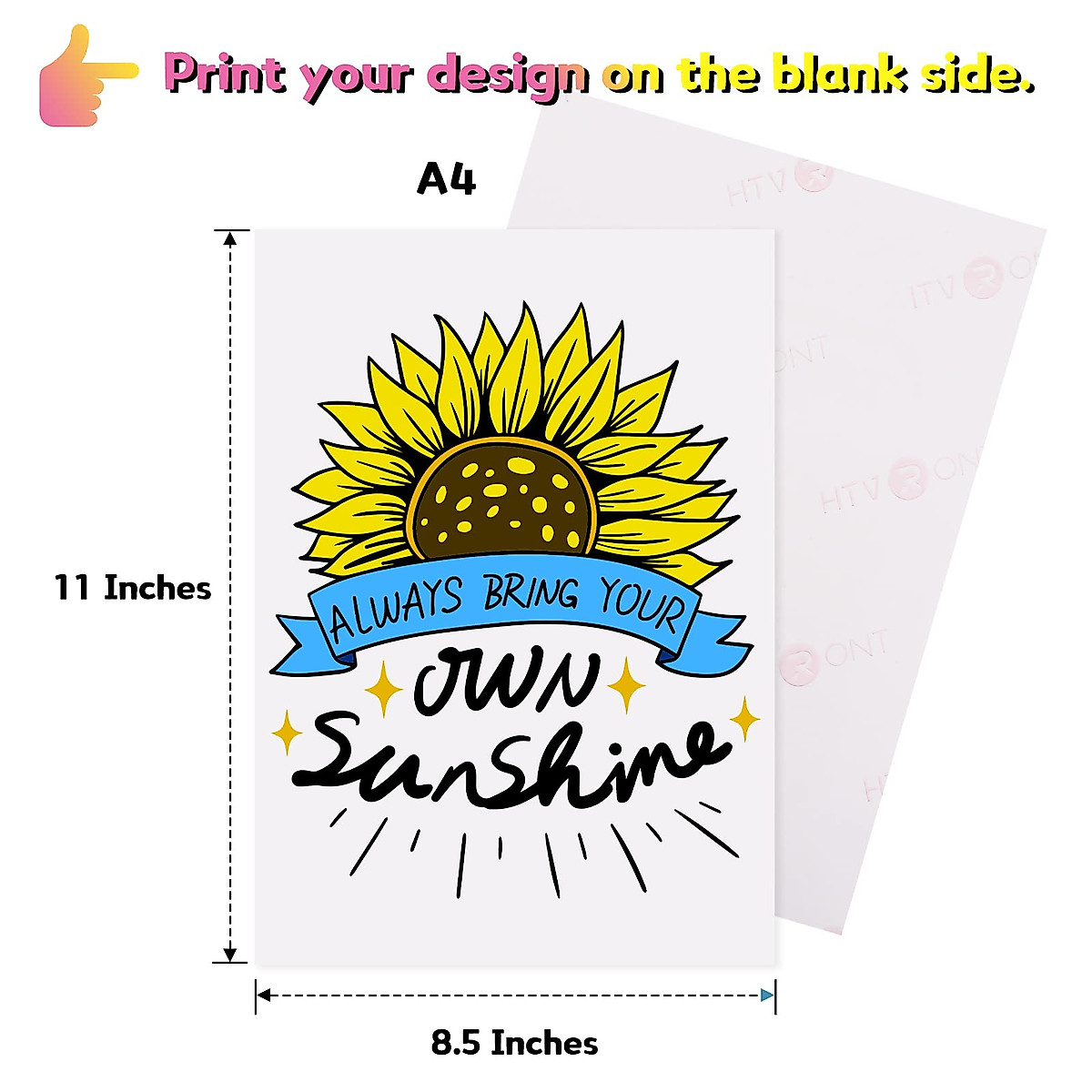 HTVRONT Heat Transfer Paper for Light T Shirts -25 Sheets 8.5x11" Iron on Transfer Paper for Inkjet & Laser Printer, Stretchable & Durable Printable Heat Transfer Vinyl, Easy to Use