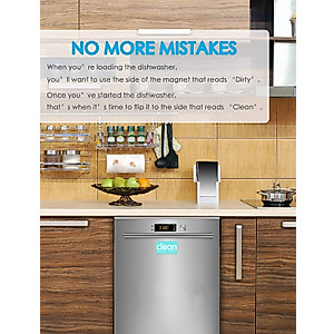 Dishwasher Magnet Clean Dirty Sign - Dishwasher Sign Waterproof and Double Sided Flip with Bonus Metal Plate,Reversible Indicator Works for Dishwasher by A AULIFE